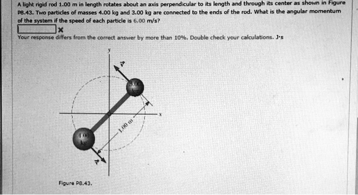 SOLVED: A light rigid rod 1.00 m in length rotates about an axis ...