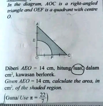 In the diagram, AOC is a right-angled triangle and OEF is a quadrant ...