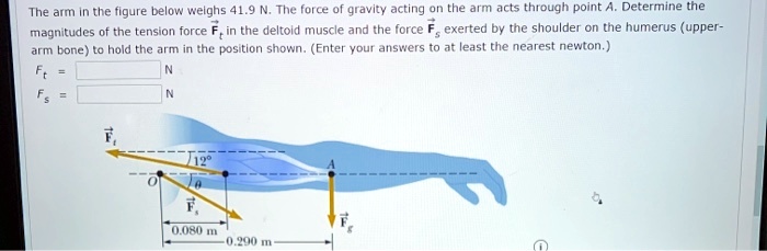 the ati the figure below welghs 413 the furce gravity acting on the arm ...