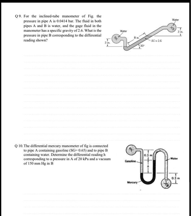 please clear writing for inclined tube manometer fiz pressure in pine ...