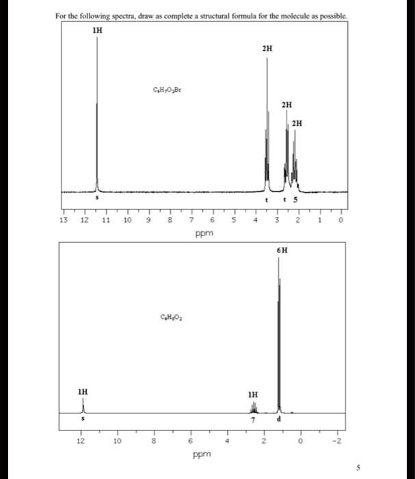 SOLVED: For the following spectra, draw a complete structural formula ...