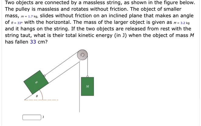 Solved Two Objects Are Connected By A Massless String As Shown In The Figure Below The Pulley