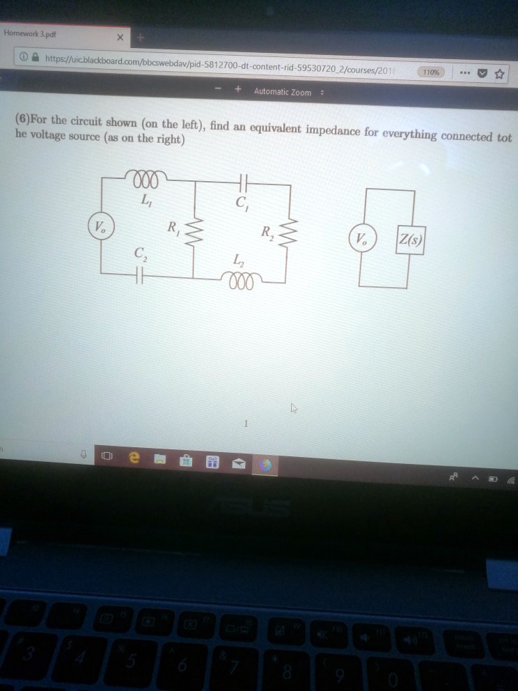 [GET ANSWER] (6) For the circuit shown (on the left), find an equivalent impedance for ...
