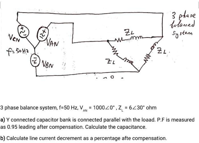 SOLVED: 3 phase balanced System ZL = w In a 3-phase balanced system ...