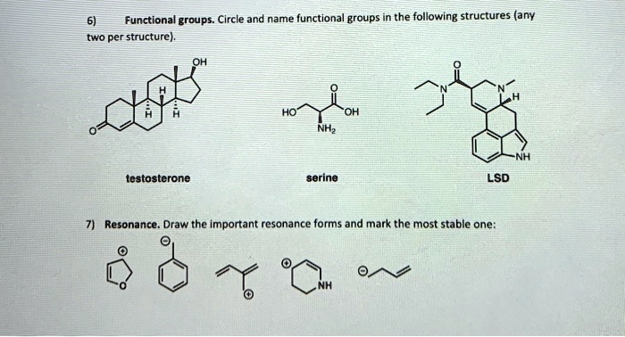 SOLVED:Functional groups. Circle and name functional groups in the ...