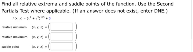 SOLVED: Find all relative extrema and saddle points of the function Use ...