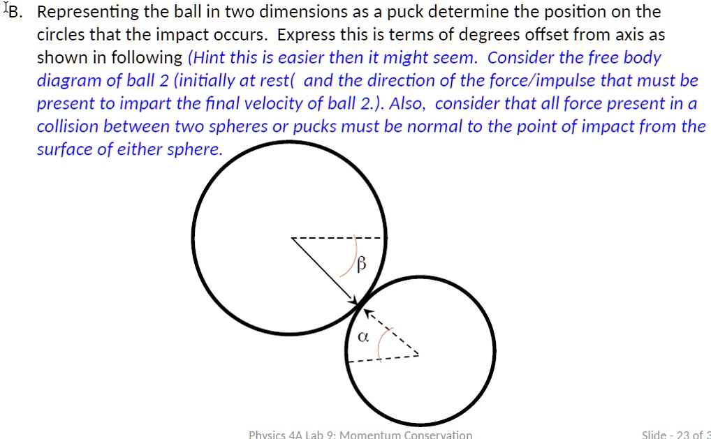 SOLVED: IB . Representing the ball in two dimensions as a puck ...