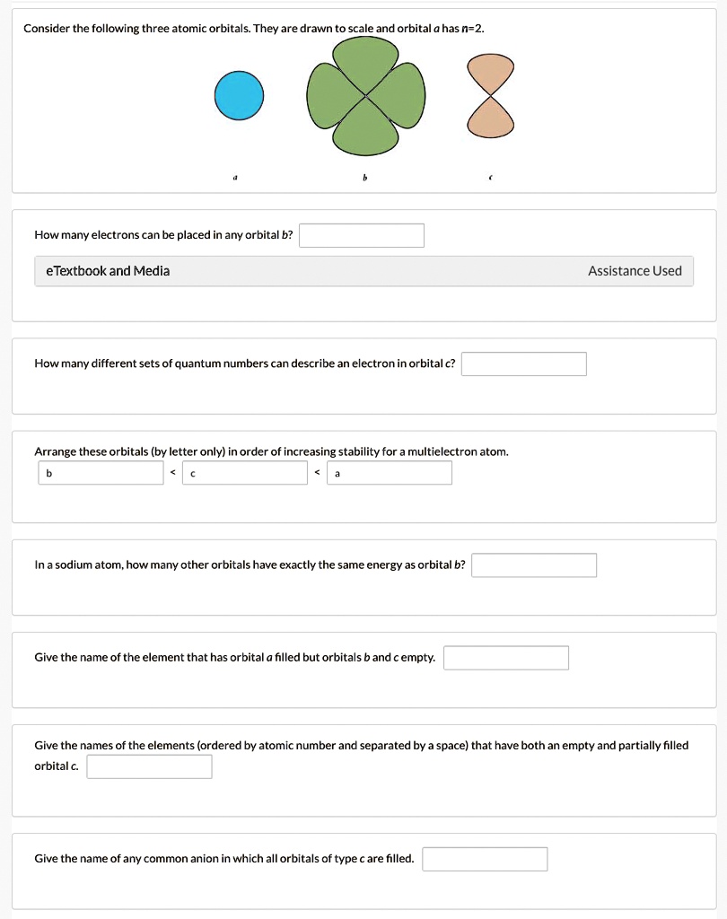 SOLVED: Consider the following three atomic orbitals. They are drawn to ...