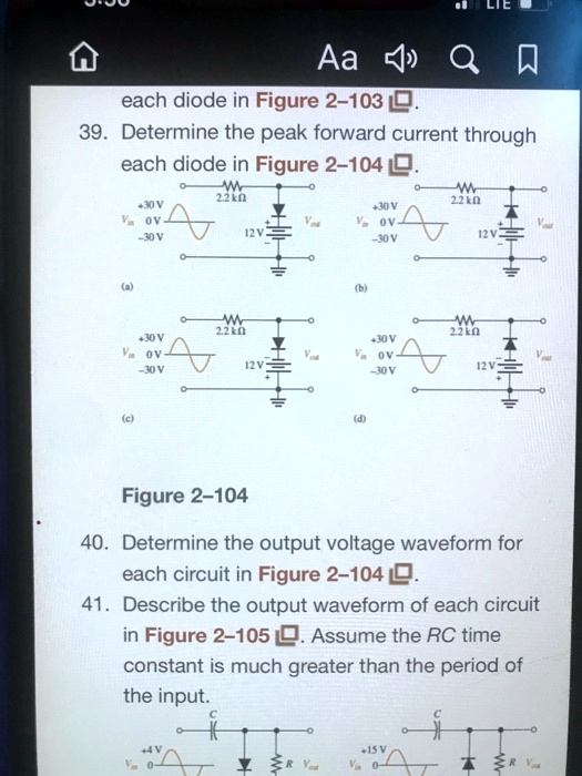 Aa each diode in Figure 2-103 39. Determine the peak forward current ...