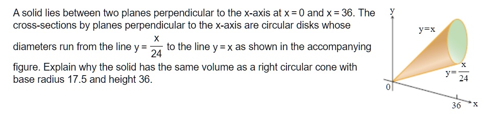 SOLVED: A solid lies between two planes perpendicular to the X-axis at ...