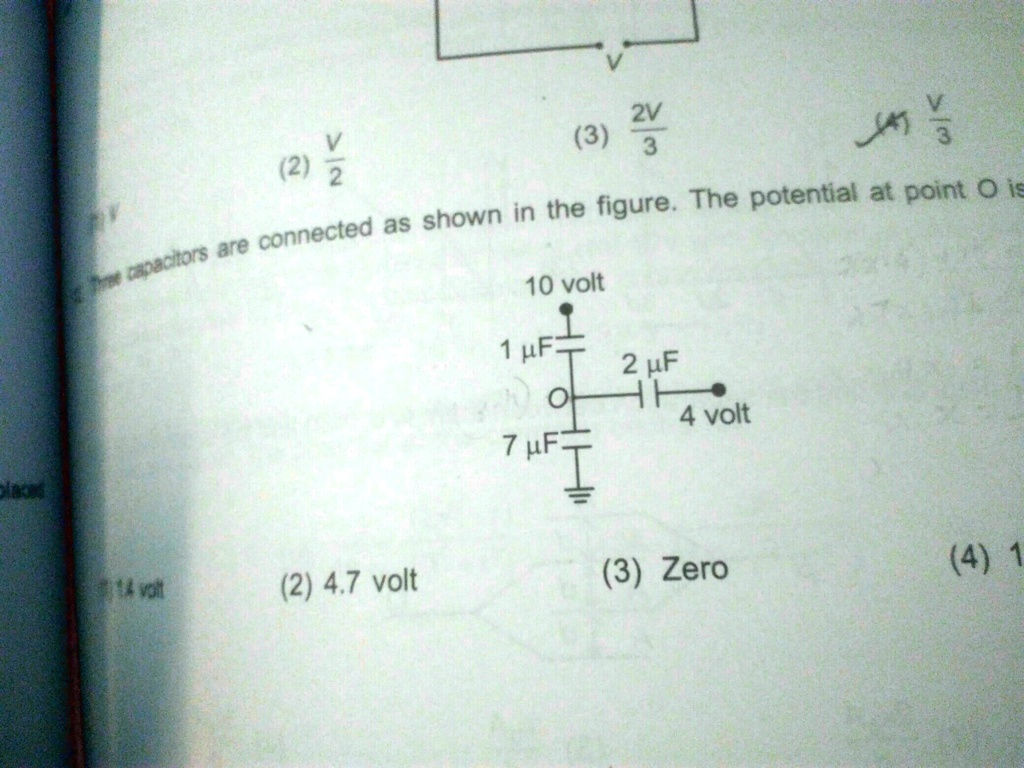 SOLVED: 'Three capacitors are connected as shown in the figure . The potential at point O is ...