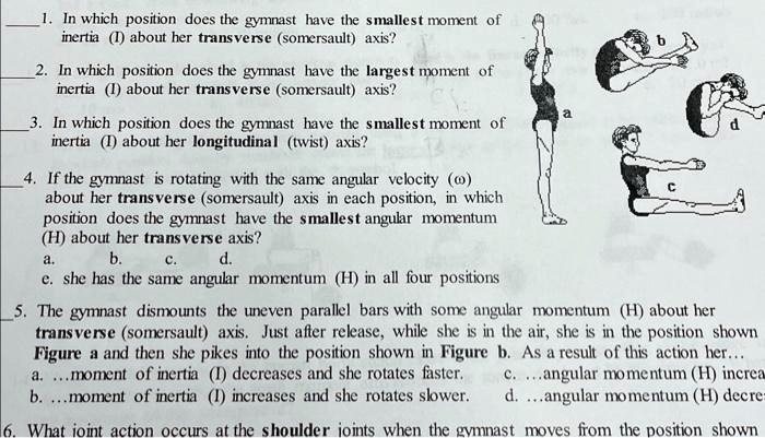 1. In which position does the gymnast have the smallest moment of ...