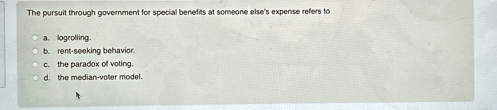 [GET ANSWER] The pursuit through government for special benefits at ...