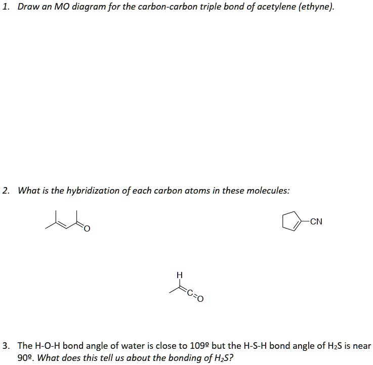 draw an mo diagram for the carbon carbon triple bond of acetylene ...