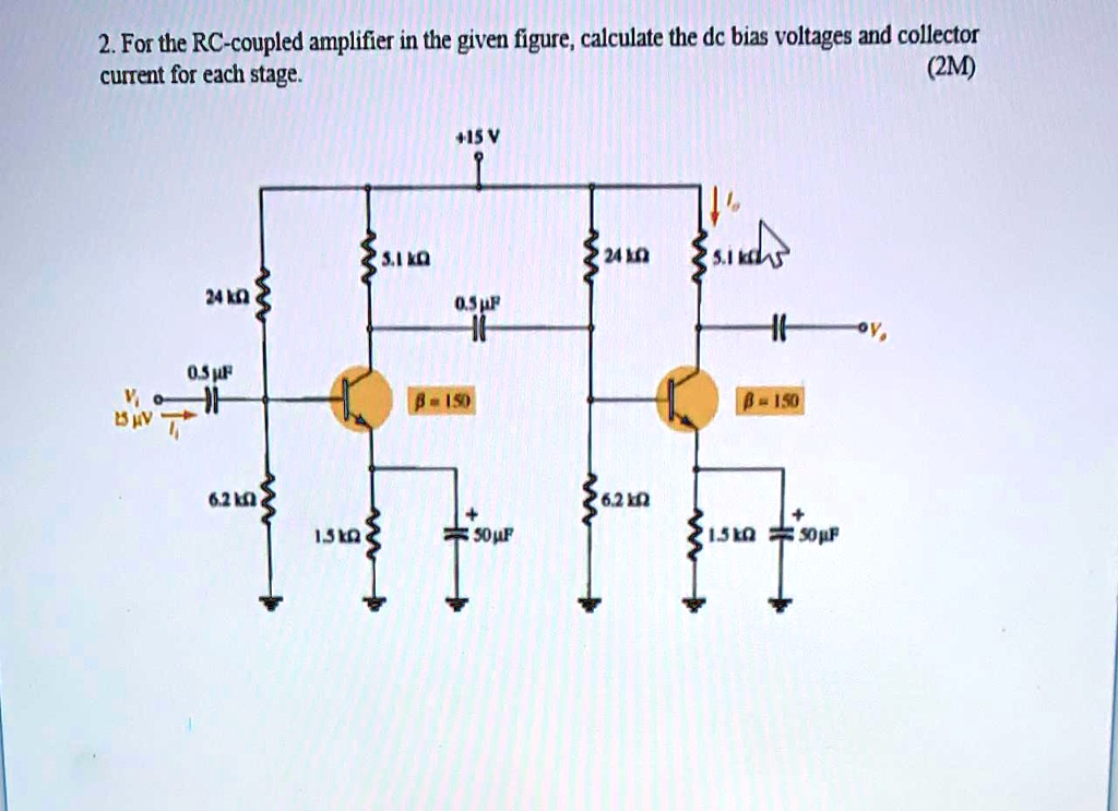SOLVED: For the RC-coupled amplifier in the given figure, calculate the ...