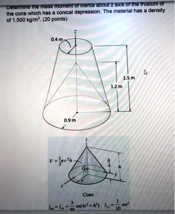 Determine the mass moment of inertia about z axis of the frustum of the ...