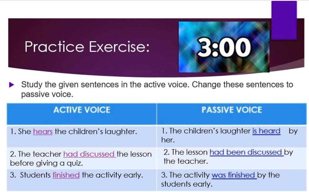 SOLVED: Study the given sentence in active voice. Change these sentences to passive voice ...