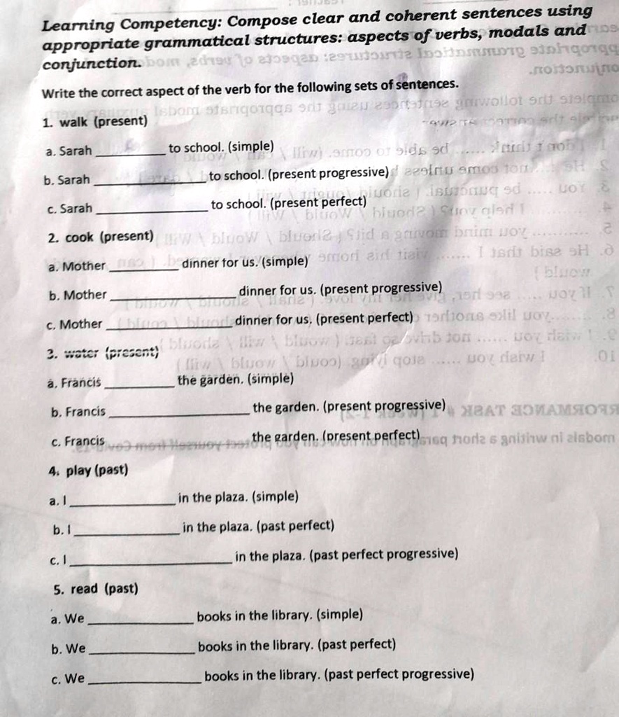 learning competencycompose clear and coherent sentences using appropriate grammatical structures ...