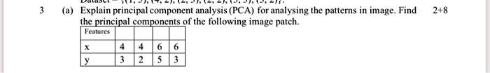 SOLVED: 3 (a) Explain principal component analysis (PCA) for analyzing the patterns in an image ...