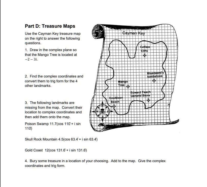 Part D: Treasure Maps Use the Cayman Key treasure map on the right to ...