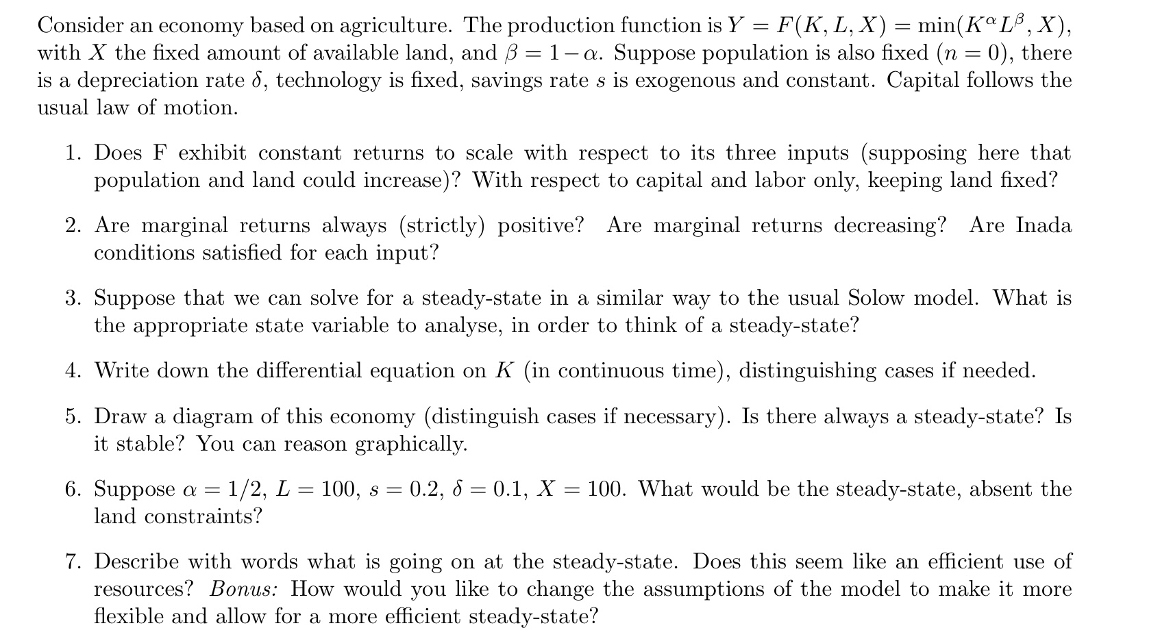 SOLVED: Consider an economy based on agriculture. The production ...