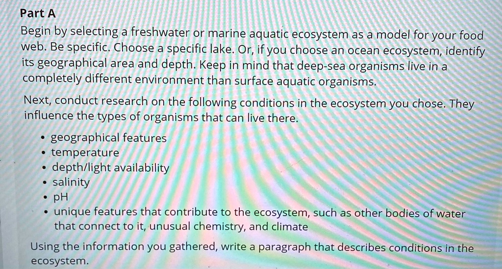please help begin by selecting a freshwater or marine aquatic ecosystem ...