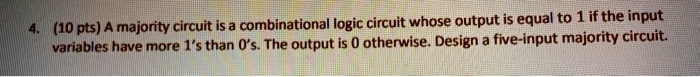 Solved A Majority Circuit Is A Combinational Logic Circuit Whose Output Is Equal To 1 If The
