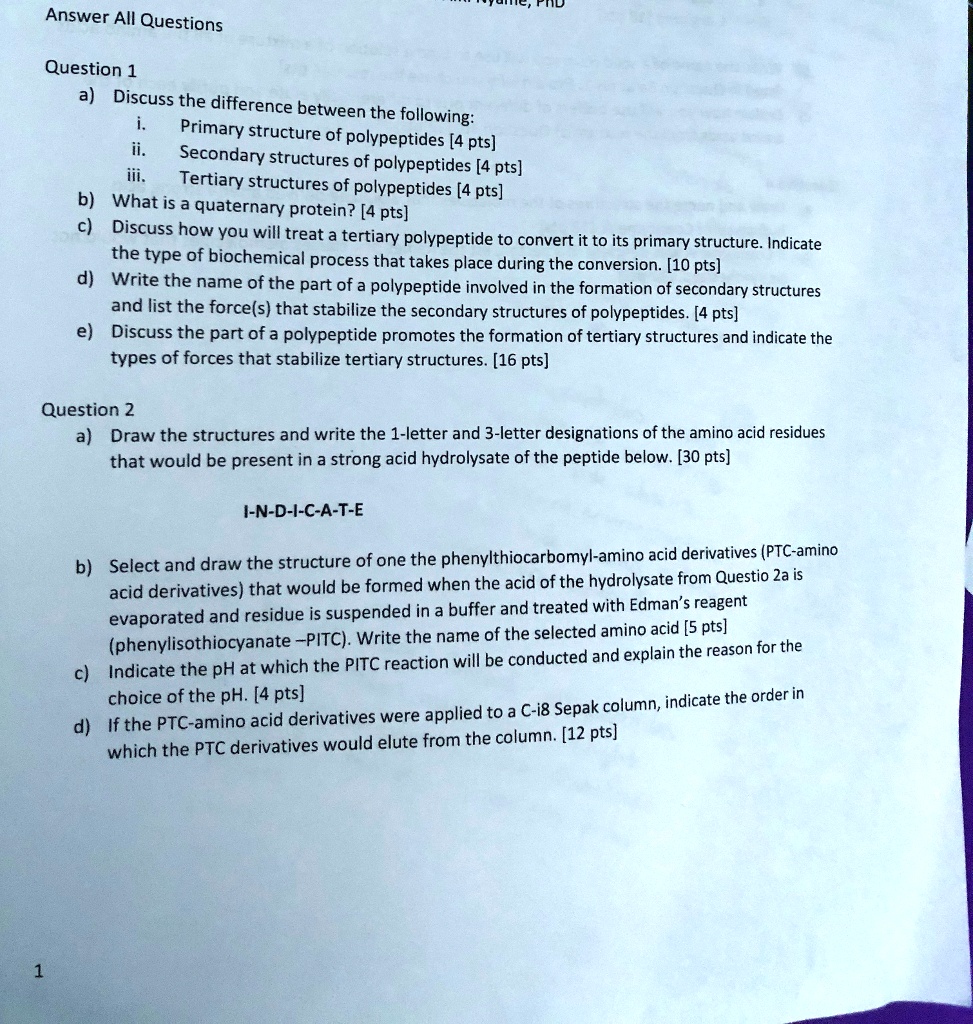 answer all questions question 1 discuss the difference between the primary following structure ...