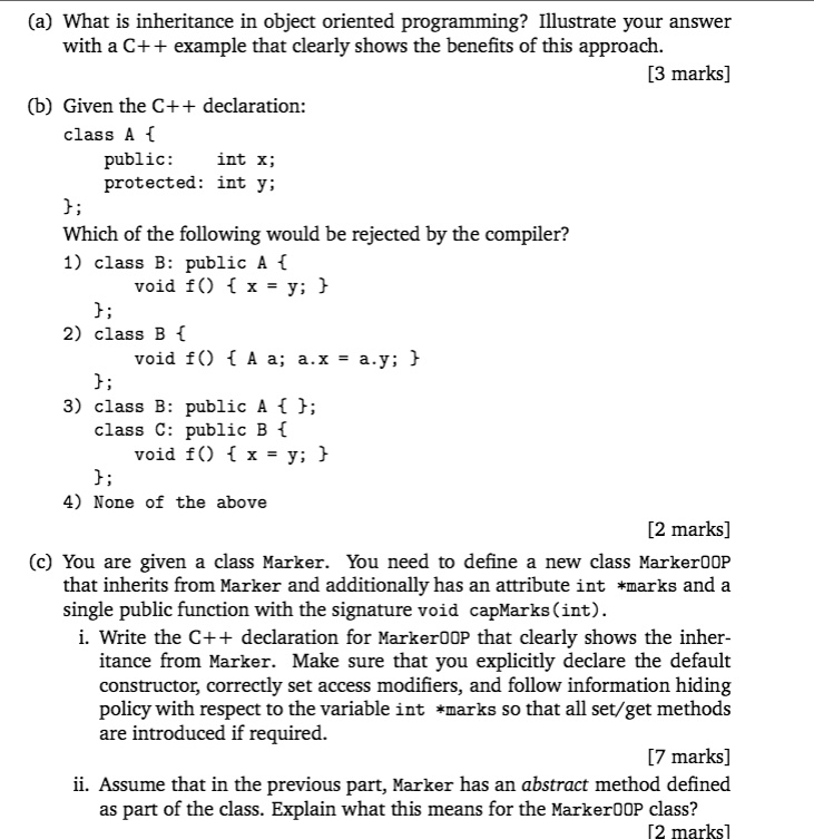A What Is Inheritance In Object Oriented Programming Illustrate Your Answer With A C Example