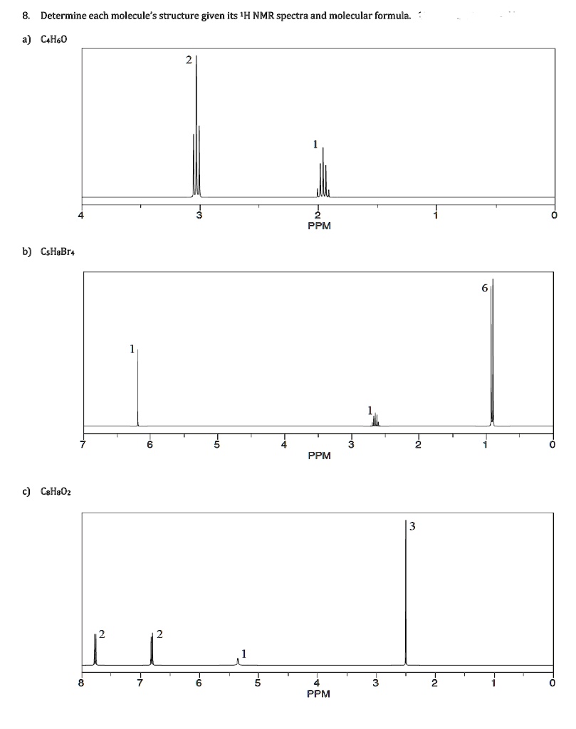 8. Determine each molecule's structure given its ^1H NMR spectra and ...