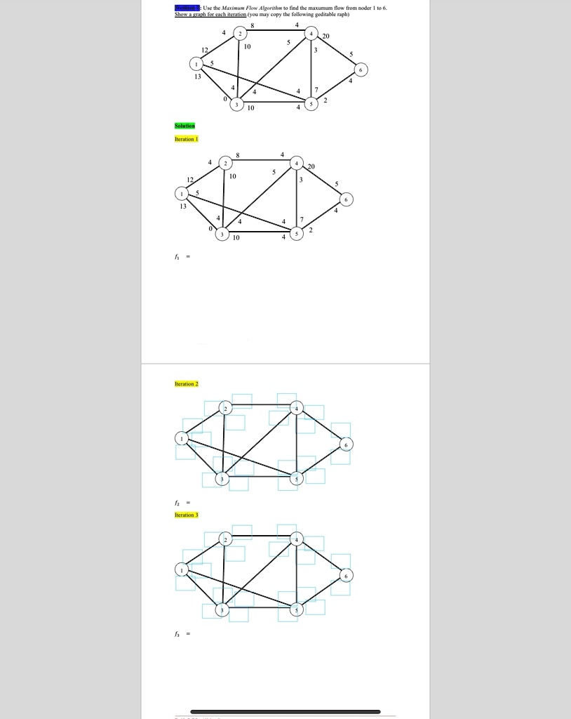 Problem 5 Use The Maximum Flow Algorithm To Find The Maximum Flow From Node 1 To 6 Show A 2416