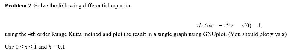Solved Using C Code Problem 2 Solve The Following Differential Equation Dydx X2 Y Y0