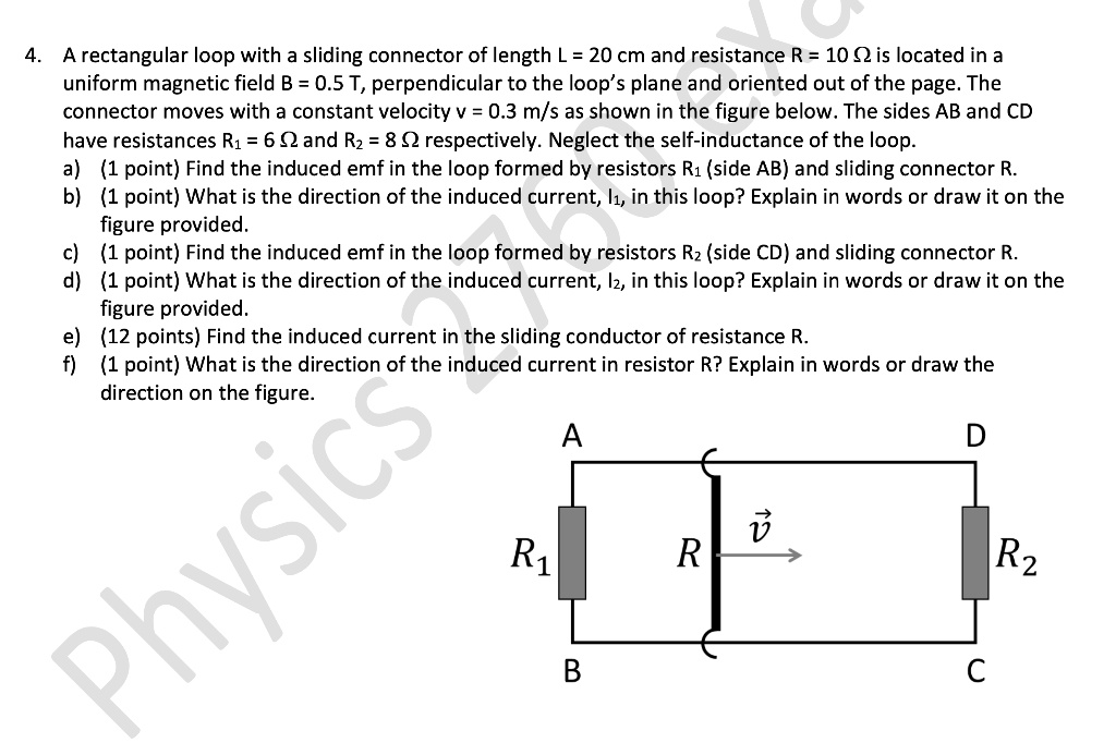 a rectangular loop with a sliding connector of length l 20 cm and ...