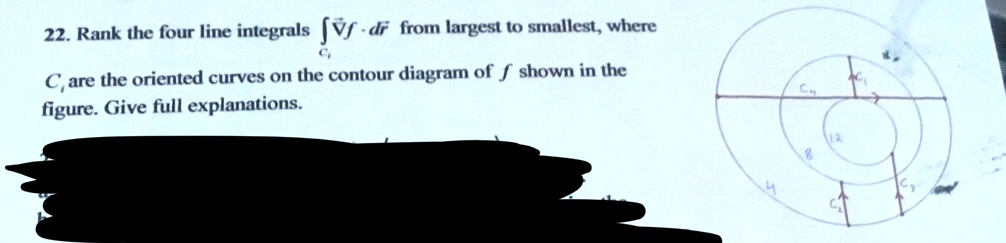 22. Rank the four line integrals ∫Ci∇⃗ f · dr⃗ from largest to smallest ...