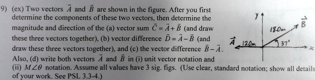 SOLVED: Two vectors A and B are shown in the figure. After you first ...