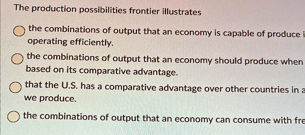 The production possibilities frontier illustrates the combinations of ...
