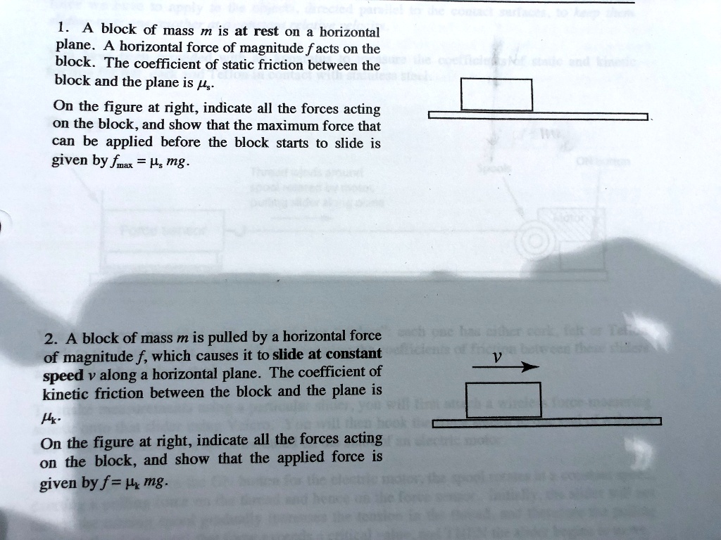 SOLVED: block of mass is at rest on a horizontal plane . A horizontal force of magnitude facts 0 ...