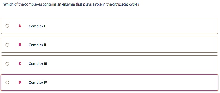 SOLVED: Which of the complexes contains an enzyme that Jays role in the ...
