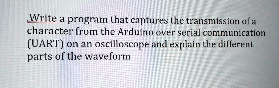 Solved Write A Program That Captures The Transmission Of A Character From The Arduino Over