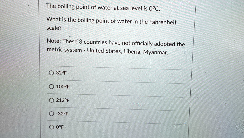 the boiling point of water at sea level is 0c what is the boiling point ...