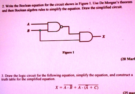 SOLVED: 2.Write the Boolean equation for the circuit shown in Figure 1. Use De Morgans theorem ...