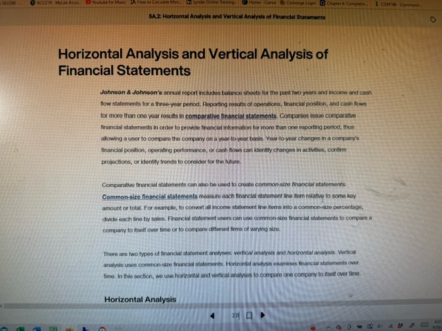 5A.2: Horizontal Analyals and Vertical Analysis of Financial Statements ...
