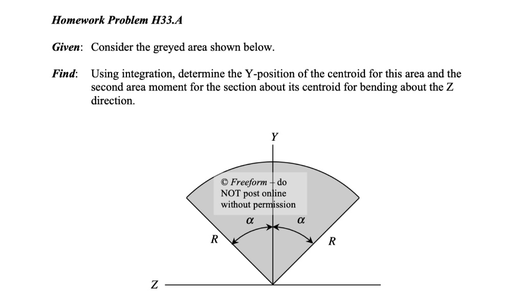 Homework Problem H33.A Given: Consider the greyed area shown below ...