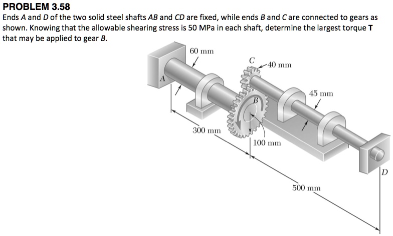SOLVED: PROBLEM 3.58: Ends A and D of the two solid steel shafts AB and ...