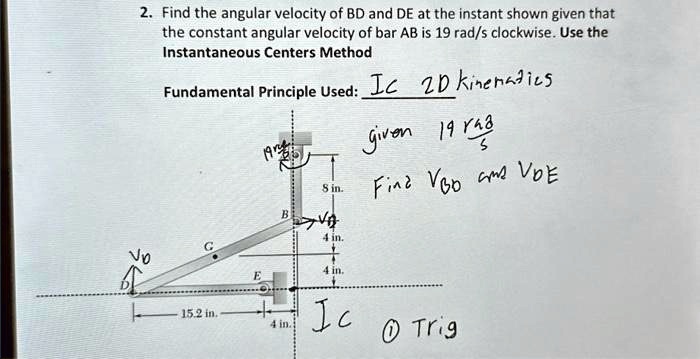 2. Find the angular velocity of BD and DE at the instant shown given ...