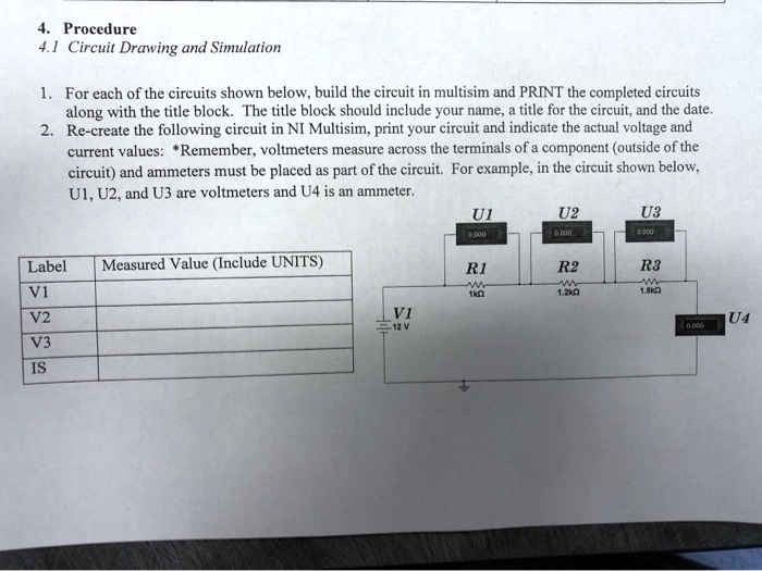 4. Procedure 4.1 Circuit Drawing and Simulation 1. For each of the circuits shown below, build ...