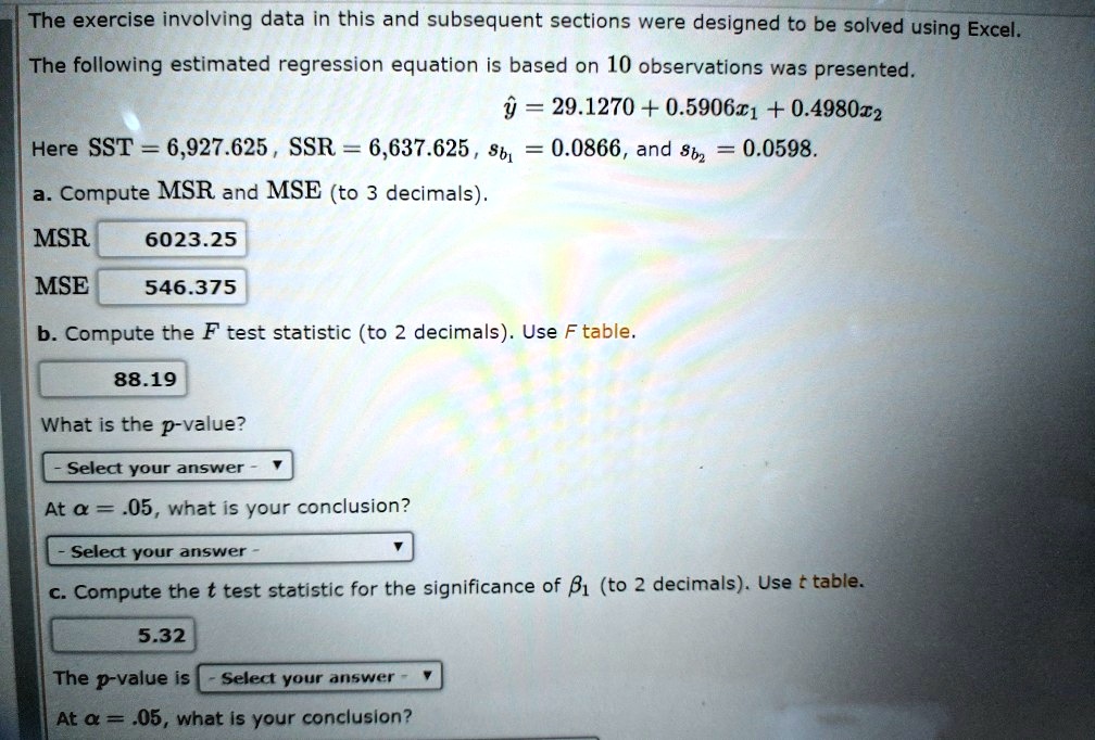 SOLVED: The exercise involving data in this and subsequent sections ...