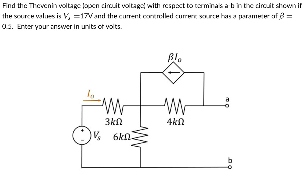 SOLVED: Find the Thevenin voltage (open circuit voltage) with respect to terminals a-b in the ...