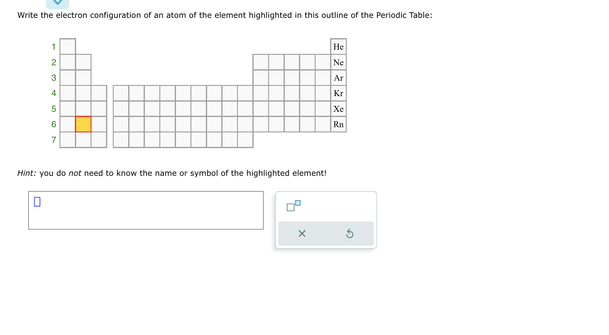 Solved Write The Electron Configuration Of An Atom Of The Element