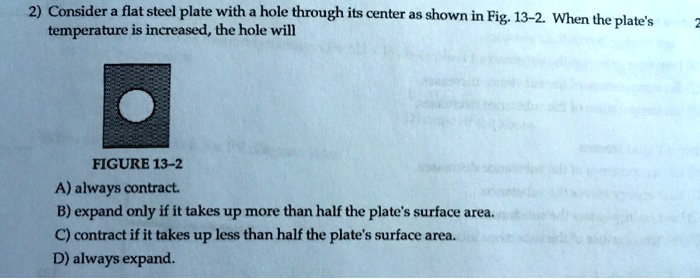 SOLVED: 2) Consider a flat stecl plate with hole through its center as ...